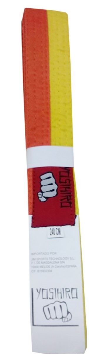 Cinturon Karate/Judo Yosihiro 100% Algodon Amarillo/Naranja Junior